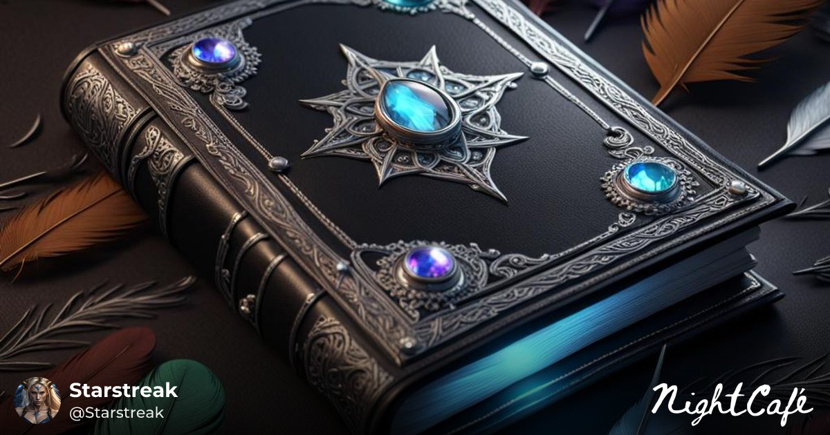Dark Magic book - Glowing Spellbook with Crystals and Black ...