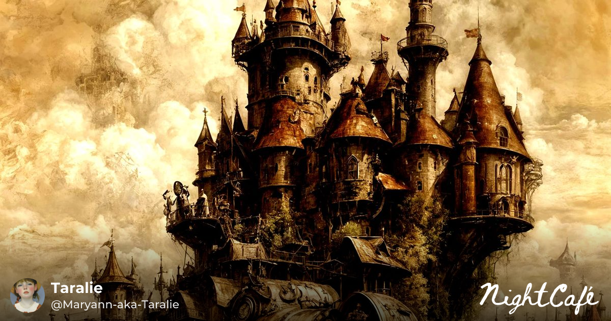 Steampunk wheeled castle by arthur rackham and pino daeni