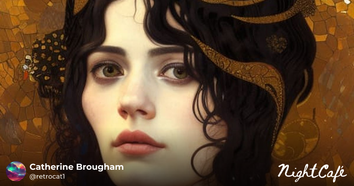 gustav klimt style portrait - Art Nouveau Portrait with Gold...