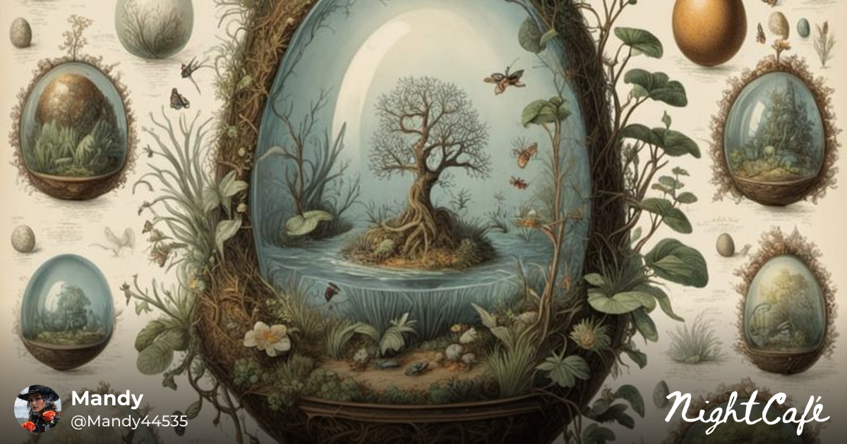 Ethereal Surrealist Glass Egg Ecosystem - AI Art