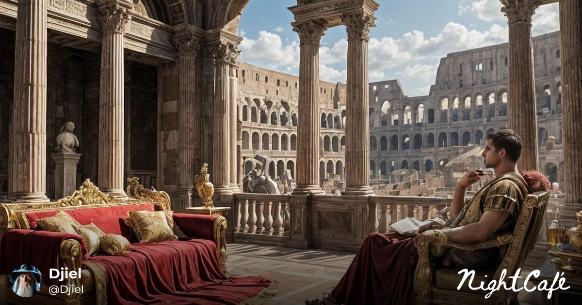 Roman Emperor's Decadent Luxury, Symbolizing Greed... - AI Art