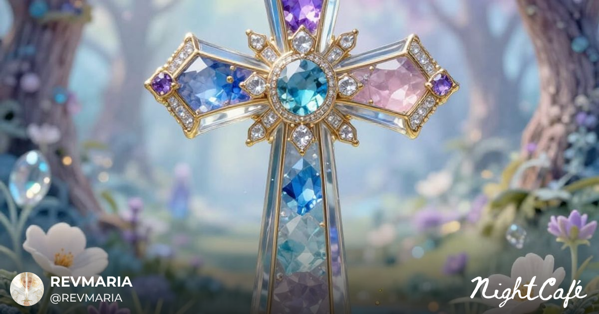 The Cross of Hope - Crystal Cross in Enchanting Bioluminesce...