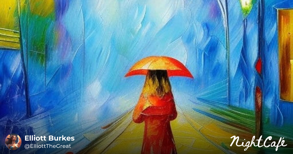 girl in the rain - Girl in Rain: Expressionist Impasto Oil P...