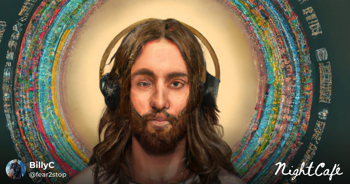 Jesus listening to his favorite #indiemusic on Spotify, intricately ...