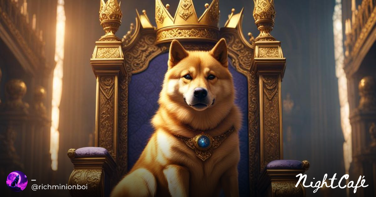 Doge with crown on throne - Crowned Shiba Inu on Throne: Fan...