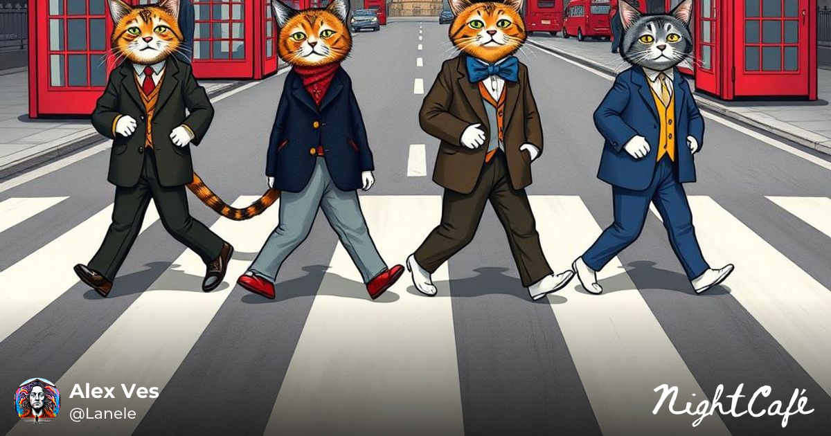 The famous Beatles cover - Cats Recreate Abbey Road in Peter...