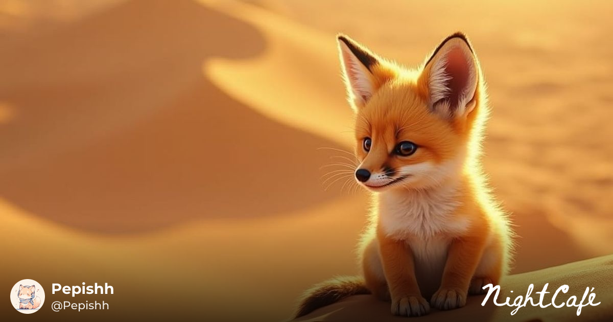 Foxy in a desert - Foxy Sunset Splendor in a Desert Oasis