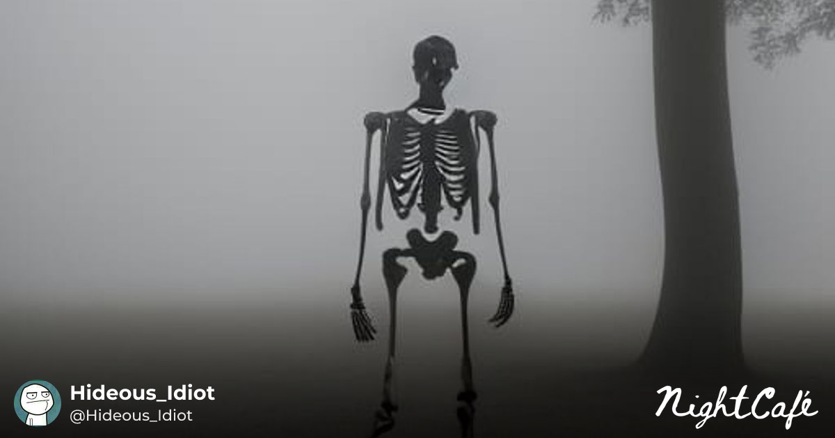 a skeleton in the fog - Skeleton in the Fog: Eerie Digital A...