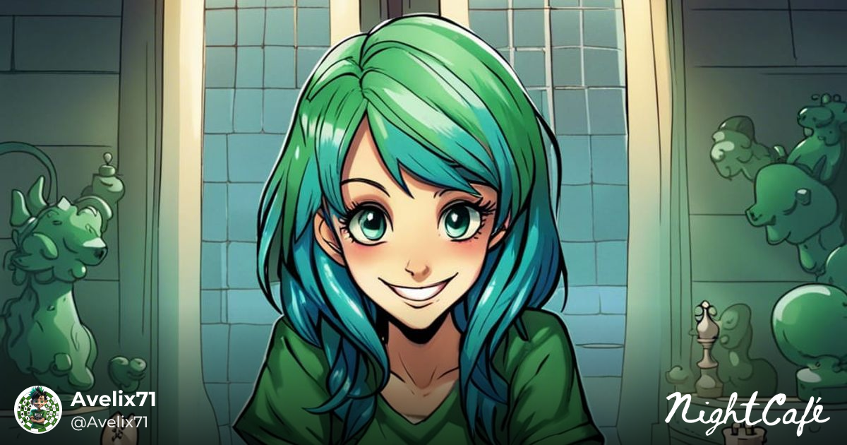 manga female character and Chess - Green-Haired Manga Charac...