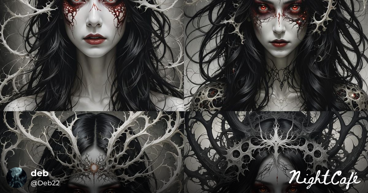Fractal Art: Demon Woman with Bleeding Eyes - AI Art