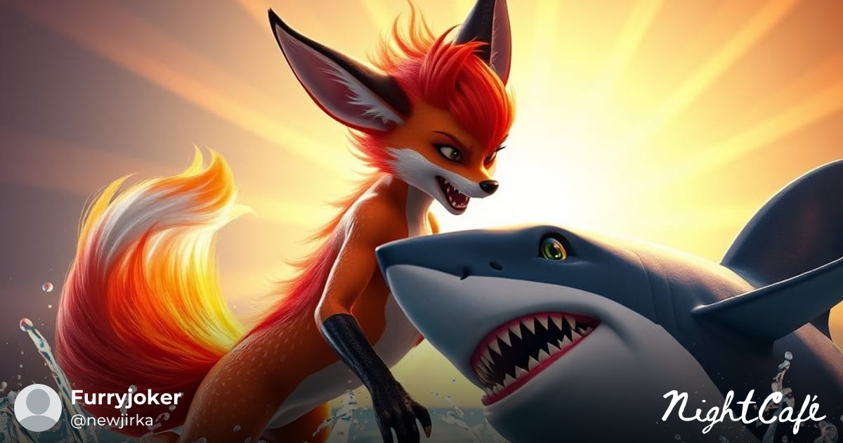 Surreal Fierce Furry Fox Battles Shark in Vibrant ... - AI Art