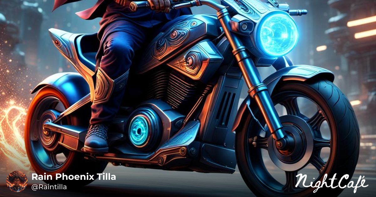 Wizard on Motorcycle: Detailed Matte Painting - AI Art