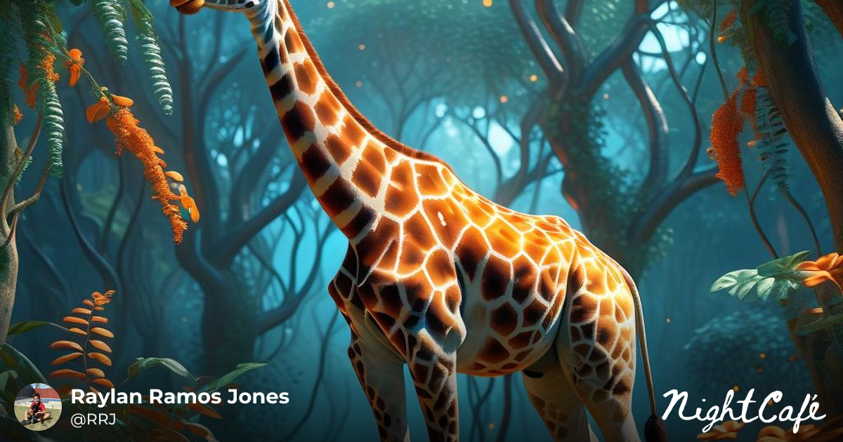 Cute giraffe - Giraffe in Whimsical Forest: Matte Painting