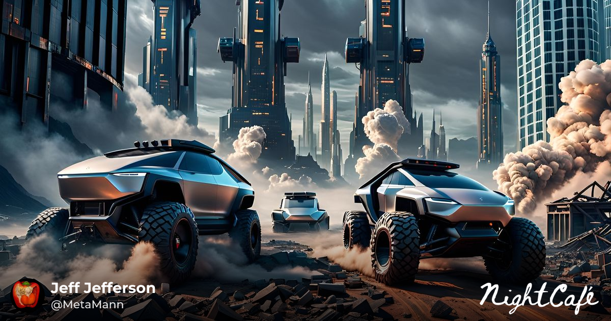 Tesla-City: Tesla Cybertruck Science-Fiction View