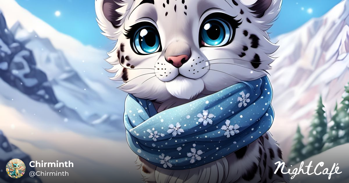 Chibi Snow Leopard - Adorable Snow Leopard in Anime Chibi St...