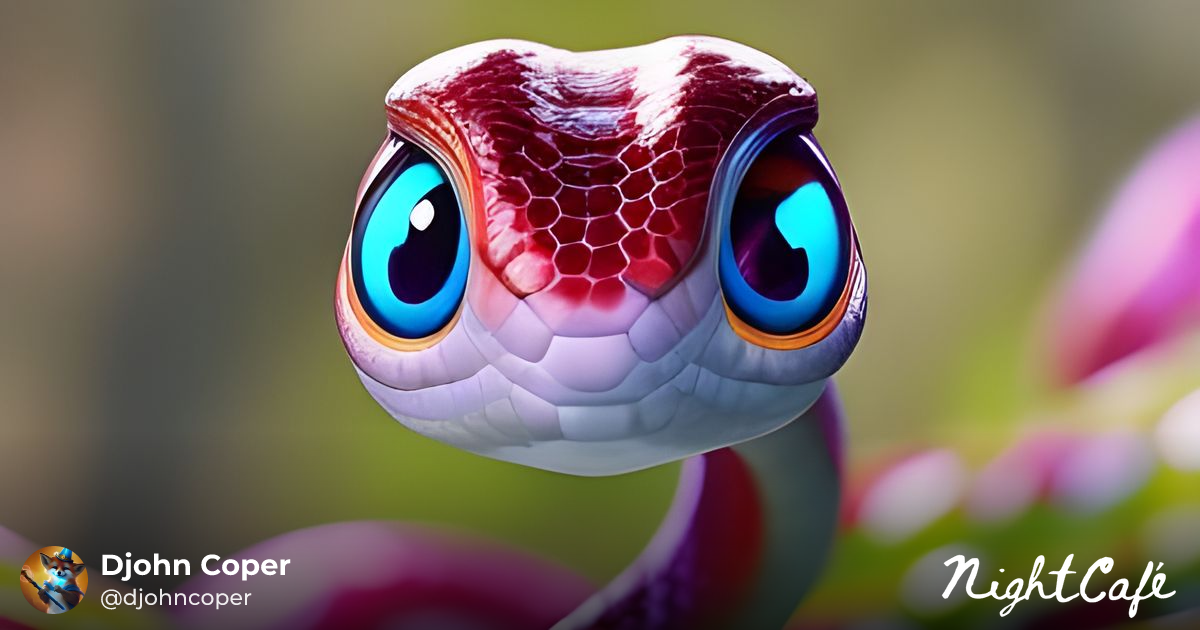 Chibi Snake Slithers in Detailed 3D Digital Art - AI Art