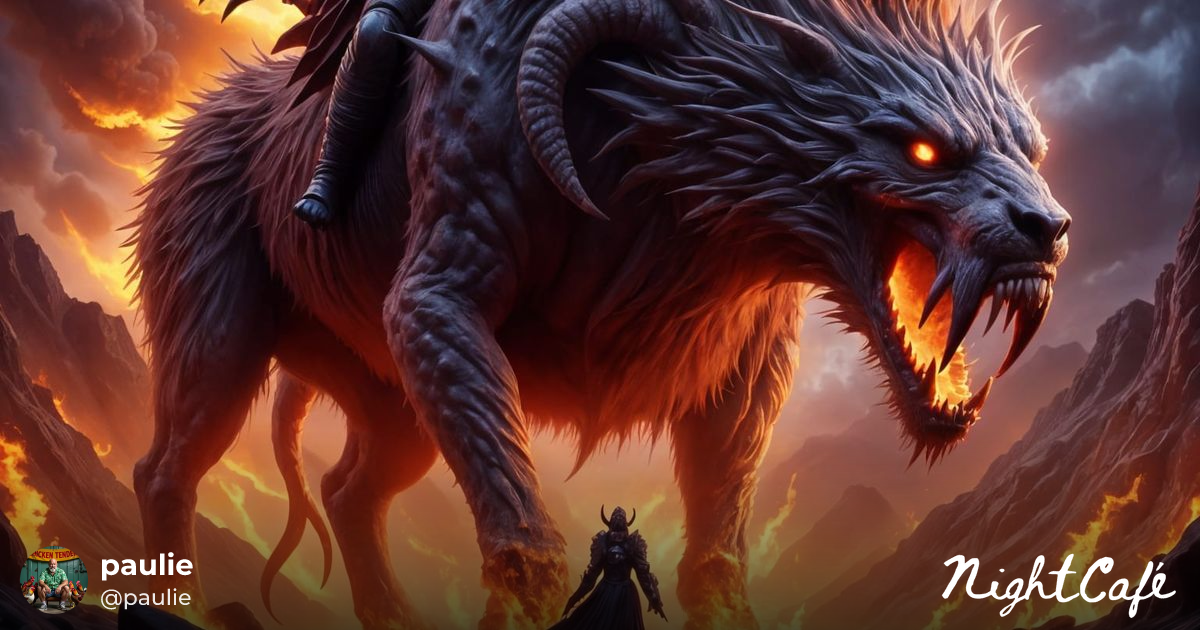 A Demon Rides His Hell-Hound - Dark Fantasy Demon Rides Molt...