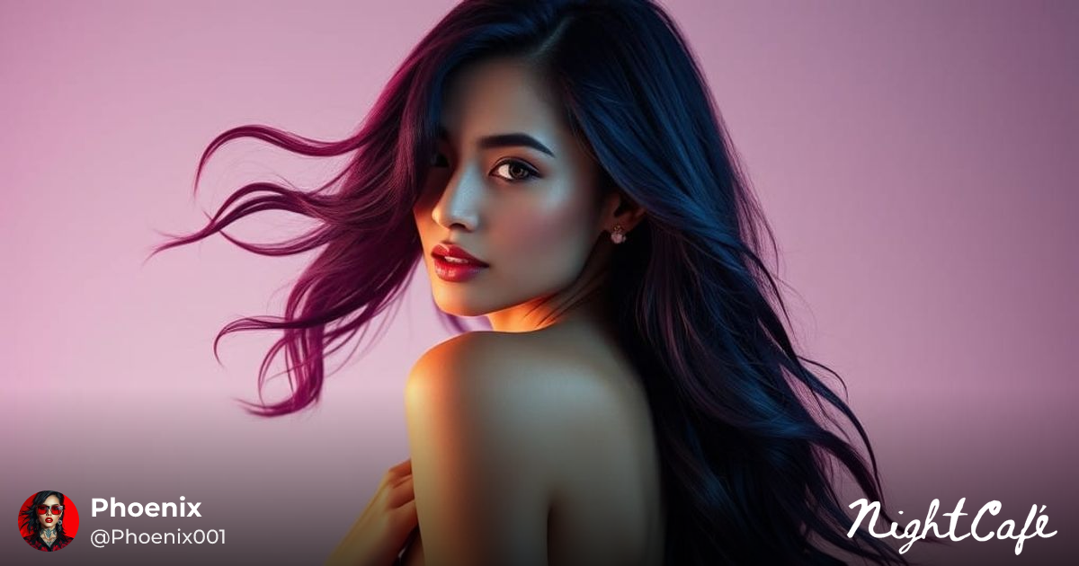 pix - Ethereal Female Portrait in Rich Plum and Indigo Hues