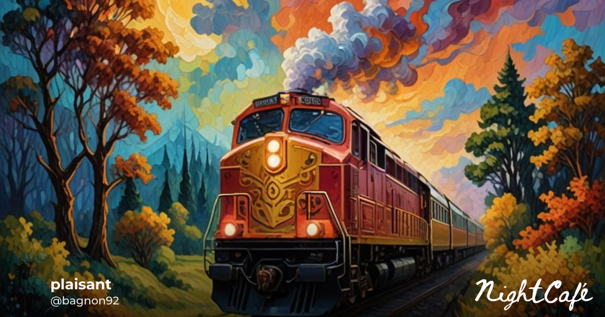 Psychedelic Train Odyssey in Ornate Galactic Gold - AI Art