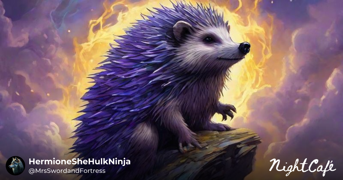 Hedgehog Air Elemental - Whimsical Dark Fantasy Hedgehog Air...