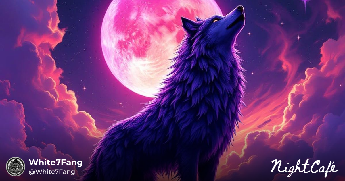 the sky purple & pink i think the moon wink at the wolf 8k resolution ...