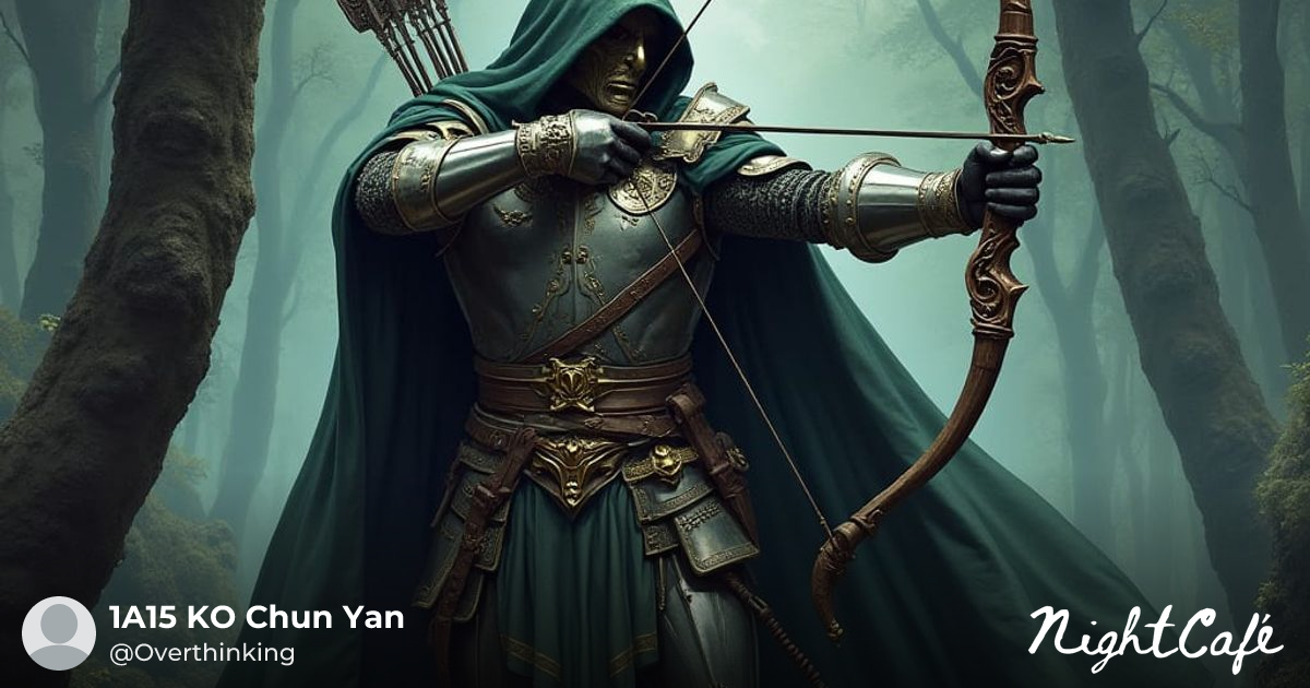 Cursed Paladin Archer in Dark Mystical Forest - AI Art