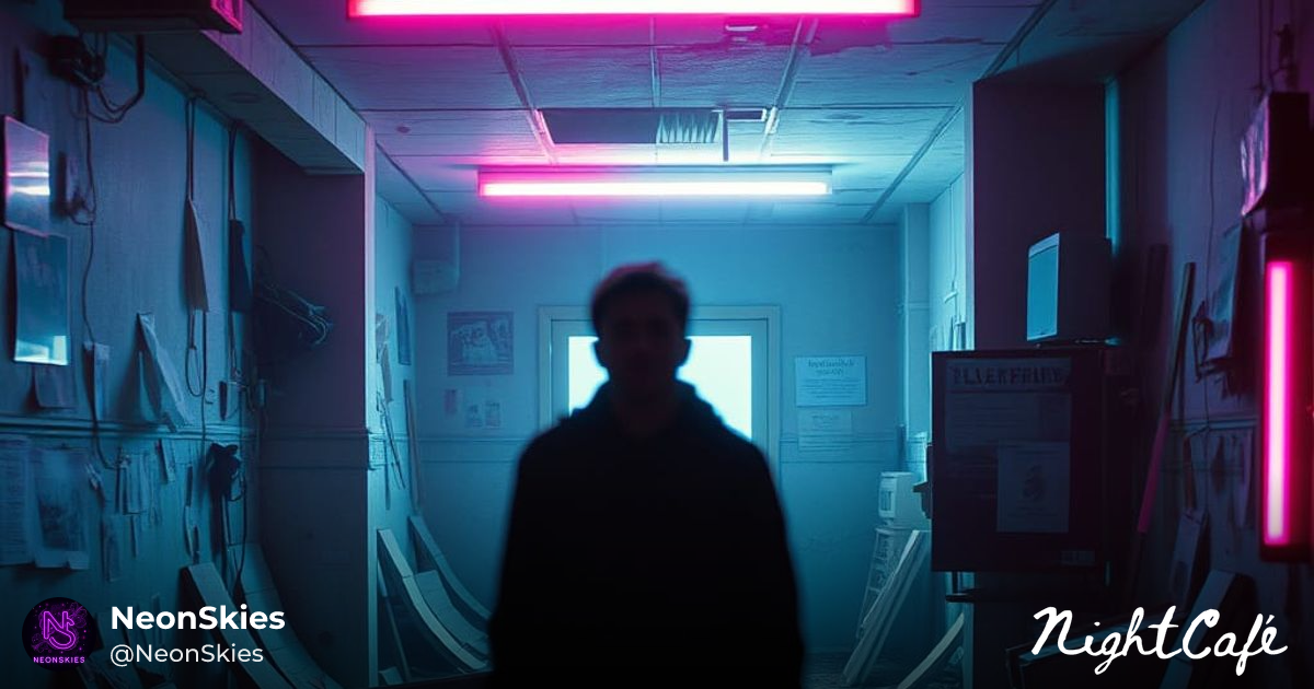 Ethereal Figure Amidst Neon Decay - AI Art