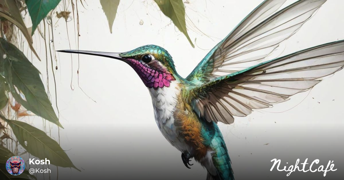 Surreal Tropical Oasis Blooms with Enchanted Hummi... - AI Art