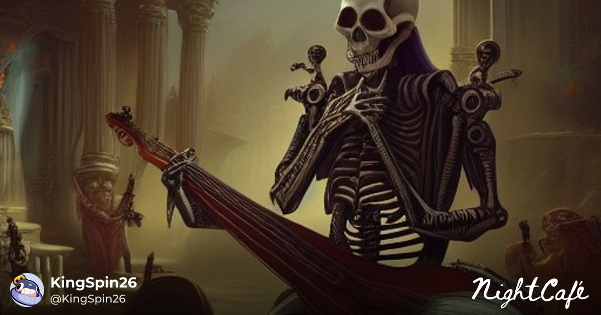 Skeleton Bard's Fantasy Concert: Digital Matte Pai... - AI Art