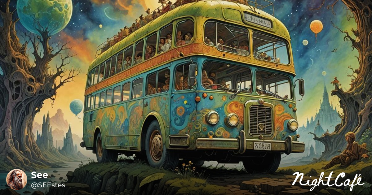 Psychedelic Magic Bus in Surreal Style - AI Art