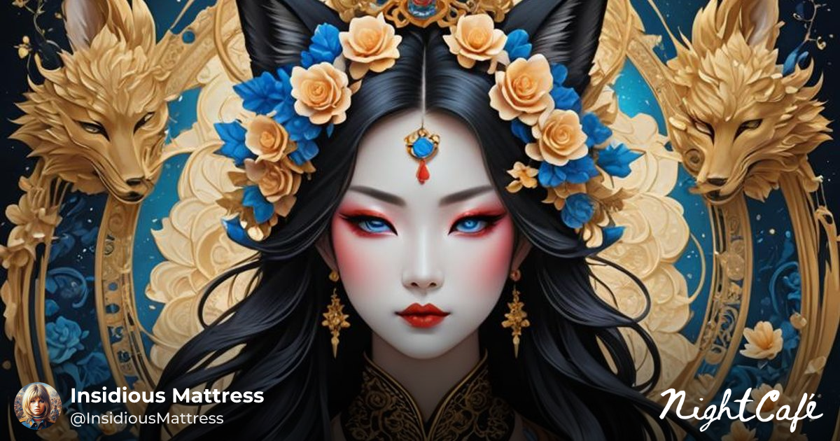 Kitsune Geisha 1 - Ethereal Gothic Kitsune Geisha with Roses