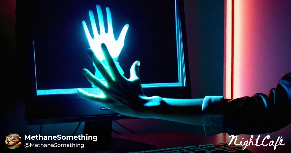 Digital Mirror - Hyperrealistic Glitching Hand Emerging from...