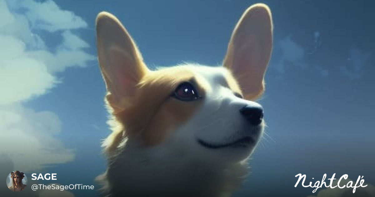 Corgi Cloud Dog in Sky, Digital Art - AI Art