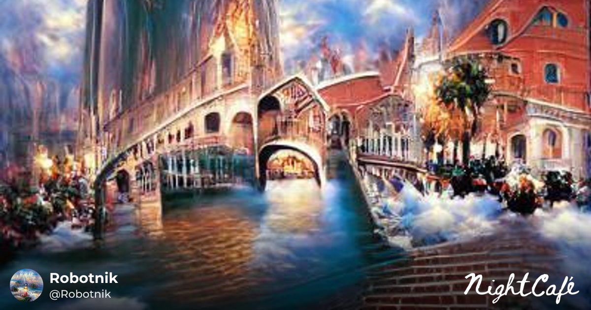 Canals streets bridges in venice, renaissance painting, Thomas Kinkade