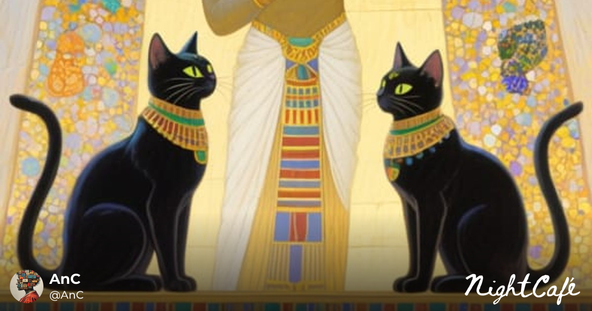 Ancient Egyptian Cats as Worshipped Gods in Joyful... - AI Art