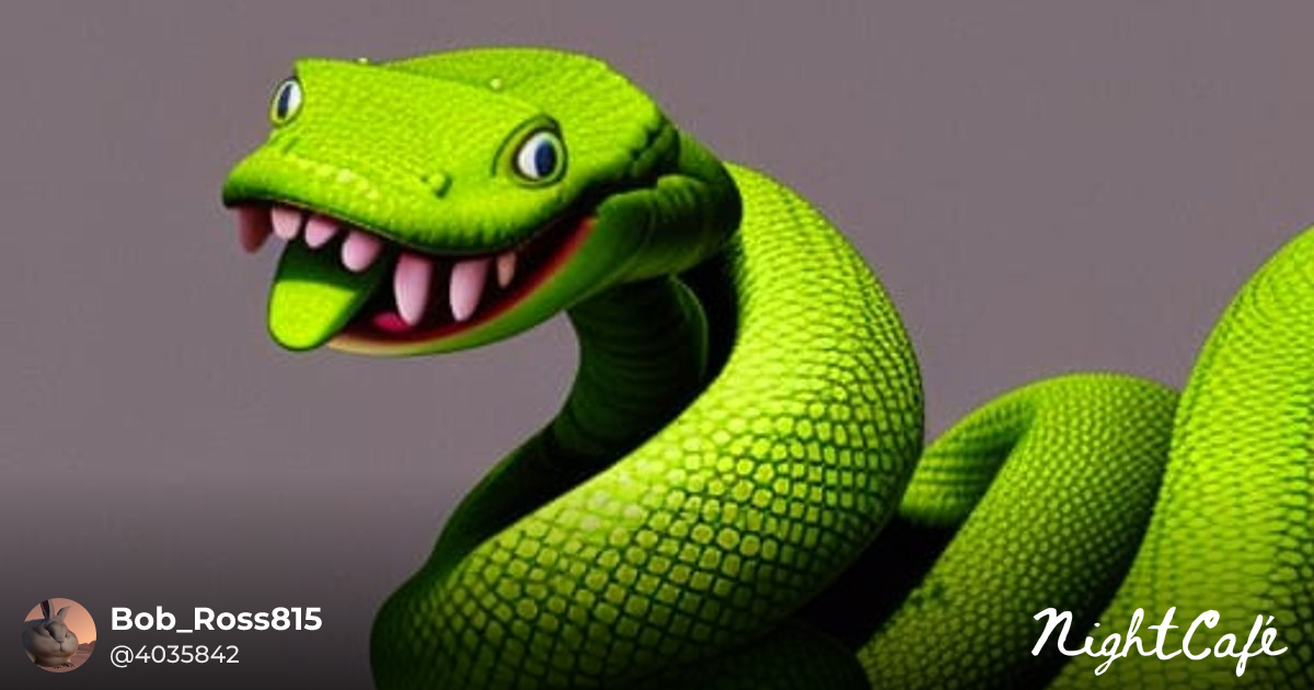 Smiley Snake - Cartoon Poison Snake in 3D Digital Art