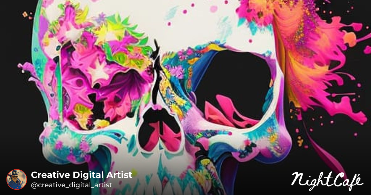 Exploding Skull Illustration - Colorful Exploding Skull Illu...