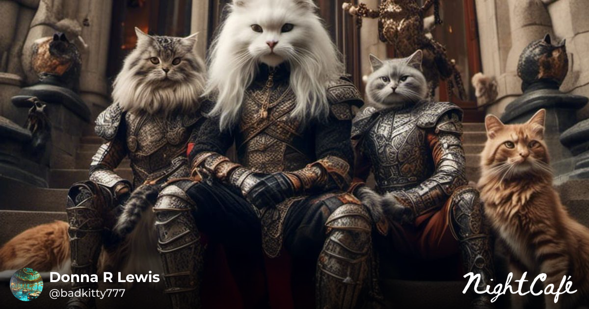 no title - Armored Cats Guarding Men in Victorian Street Art...