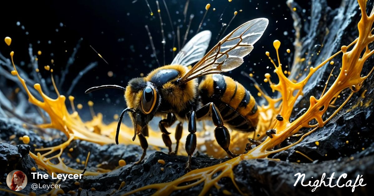 Bee - Surreal Abstract Bee Art in Pollock Style