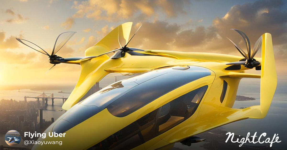 Biomimetic Flying Vehicle Soaring Over Cityscape - AI Art