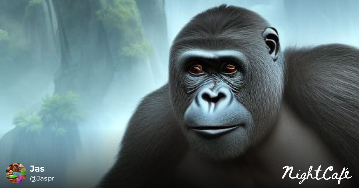 gorila - Detailed Pygmy Gorilla Matte Painting in Deep Color