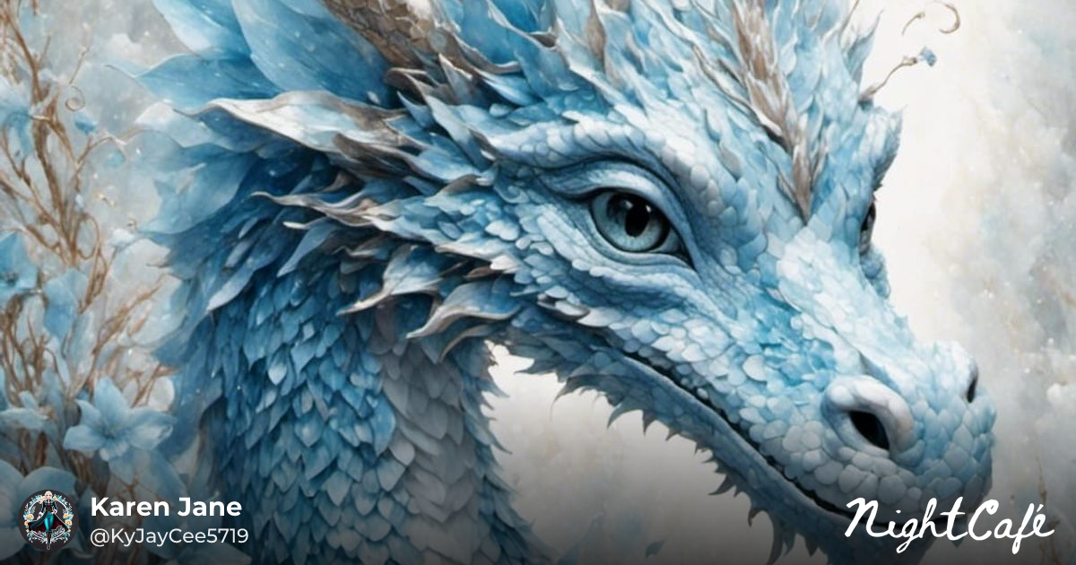 baby blue ice lily dragon, - Whimsical Baby Blue Ice Dragon...