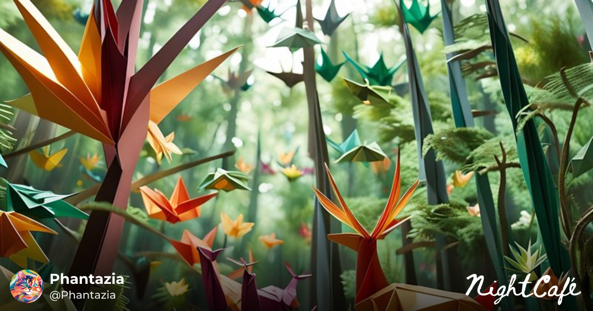 Enchanting Origami Forest with Colorful Paper Anim... - AI Art