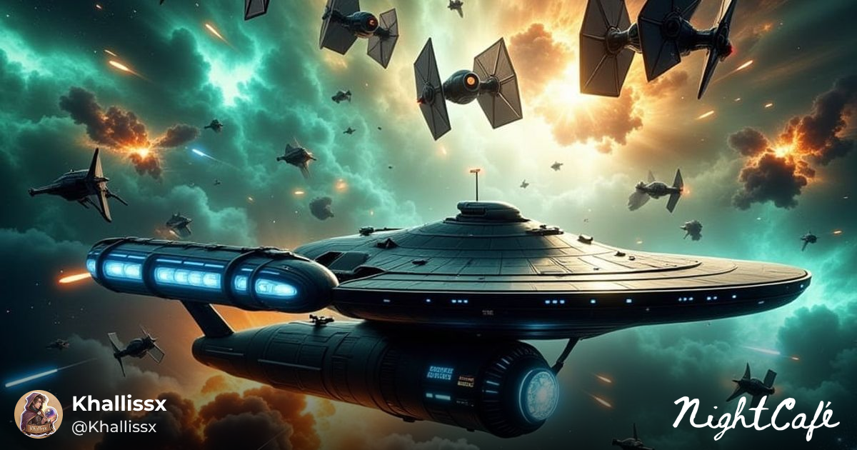 USS Enterprise fighting TIE interceptors