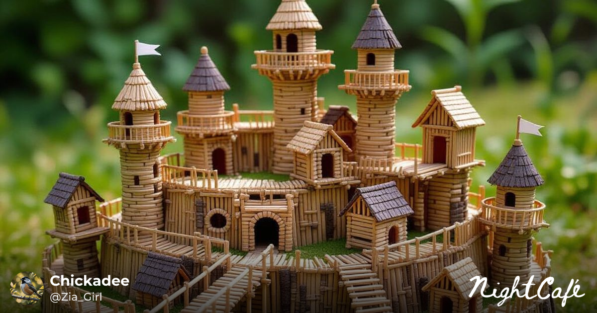 Stick Fort - Intricate Stick Fort on Grassy Terrain