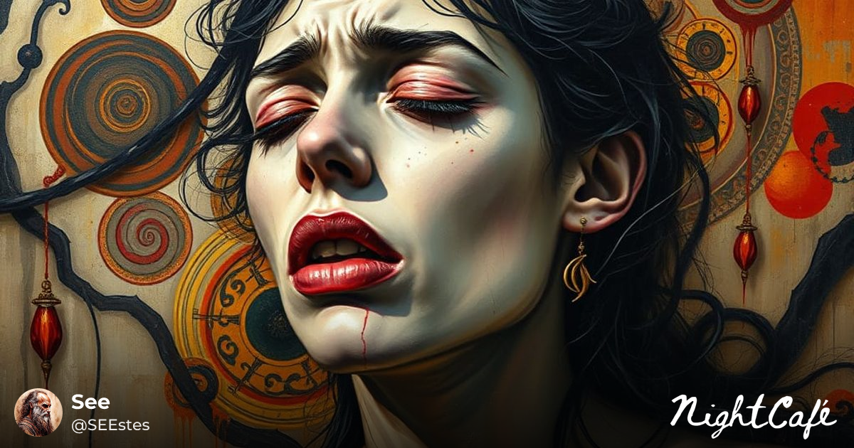 Distressed Figure in Surrealist Oil Painting - AI Art