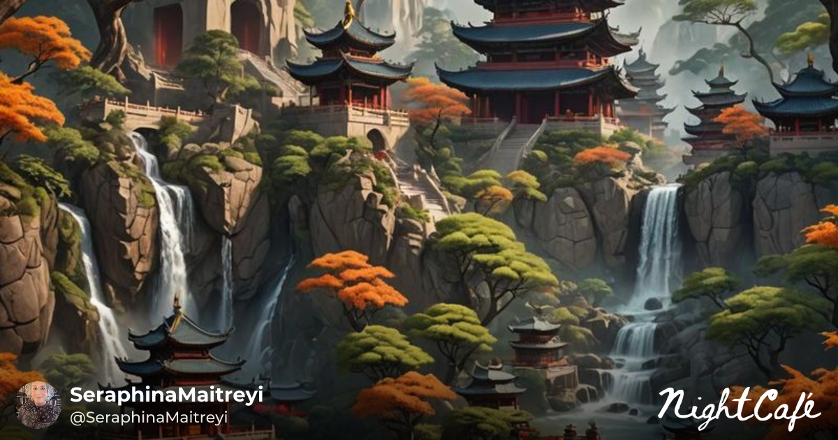 Hidden Mountain Temple with Shaolin Monks: Fantasy... - AI Art