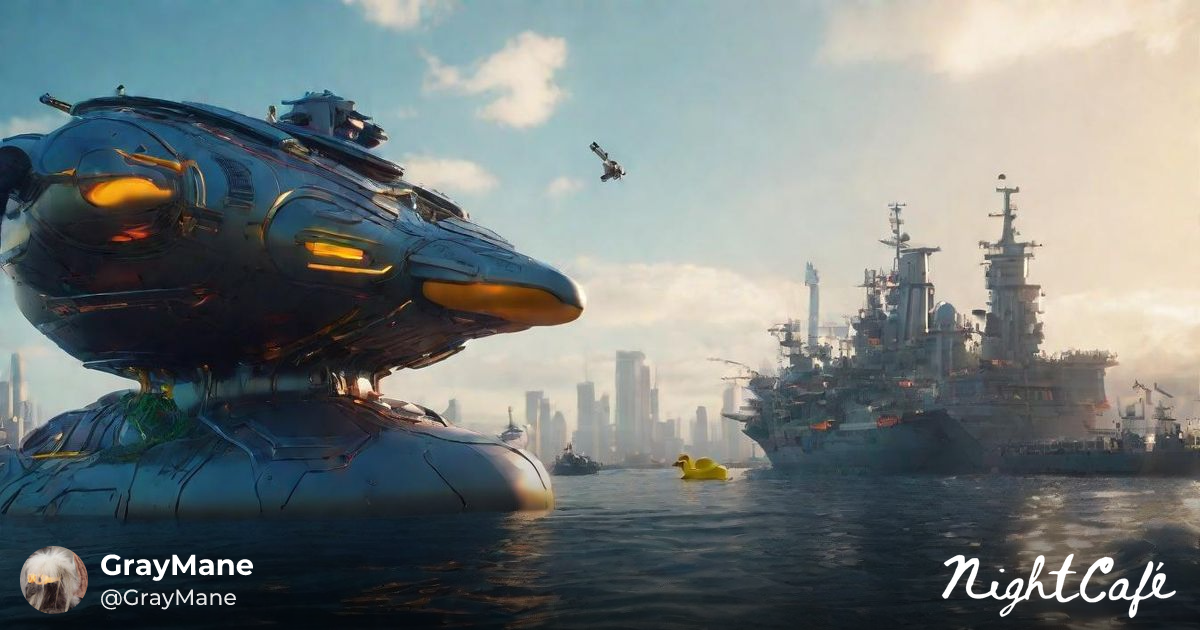 An Odd Duck, Indeed - Giant Rubber Duck Mecha in Naval Harbo...