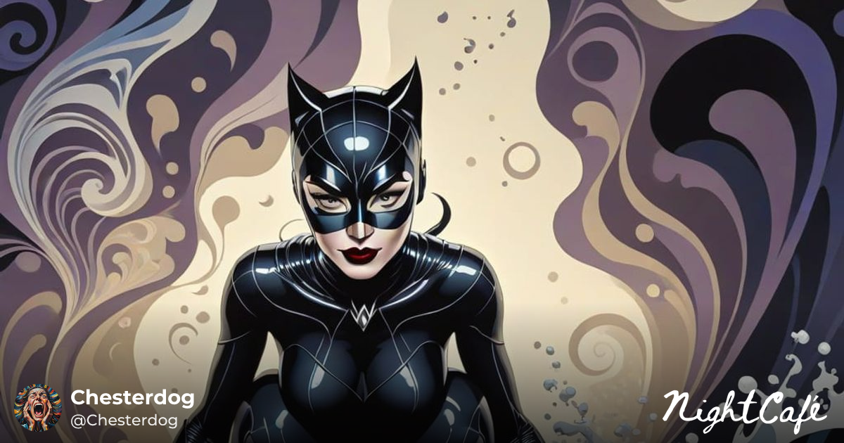 Ready to pounce - Catwoman in Vector Fractal Gouache Paintin...