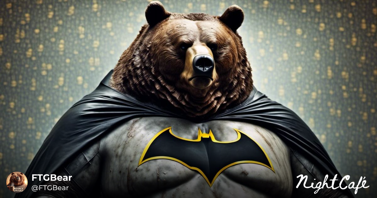 Obese Bear Batman Portrait - AI Art